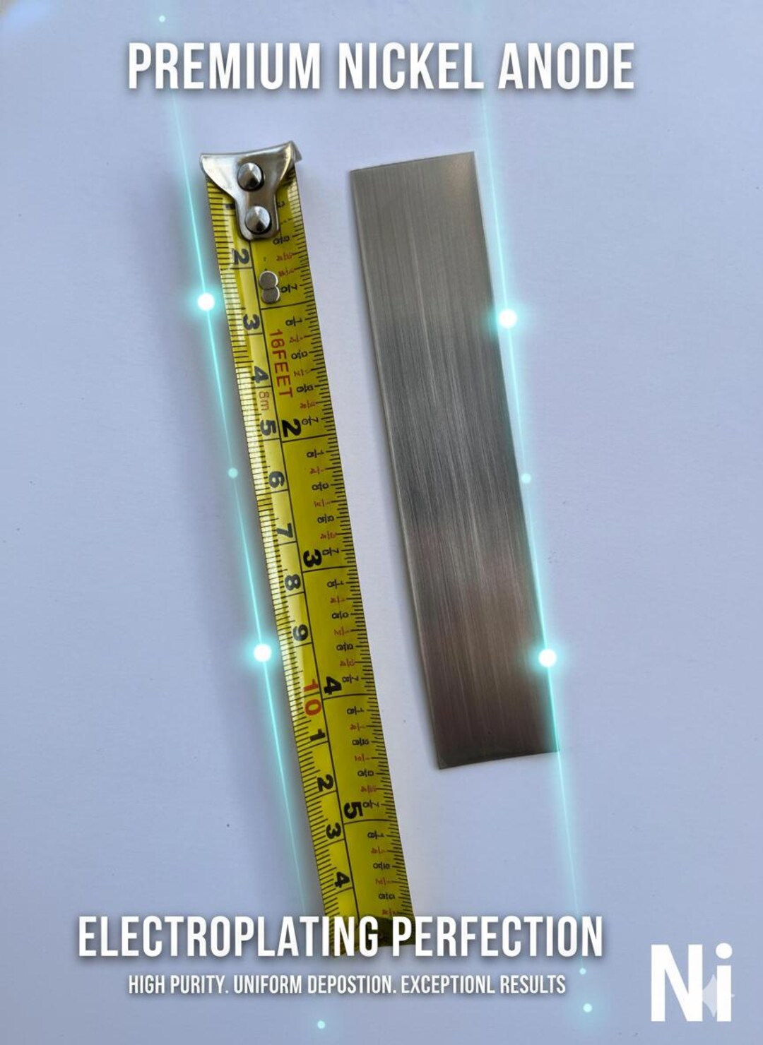 99.9% Pure Nickel Anode Plate Electroplating Sheet 120mm X 25mm X 1mm ...