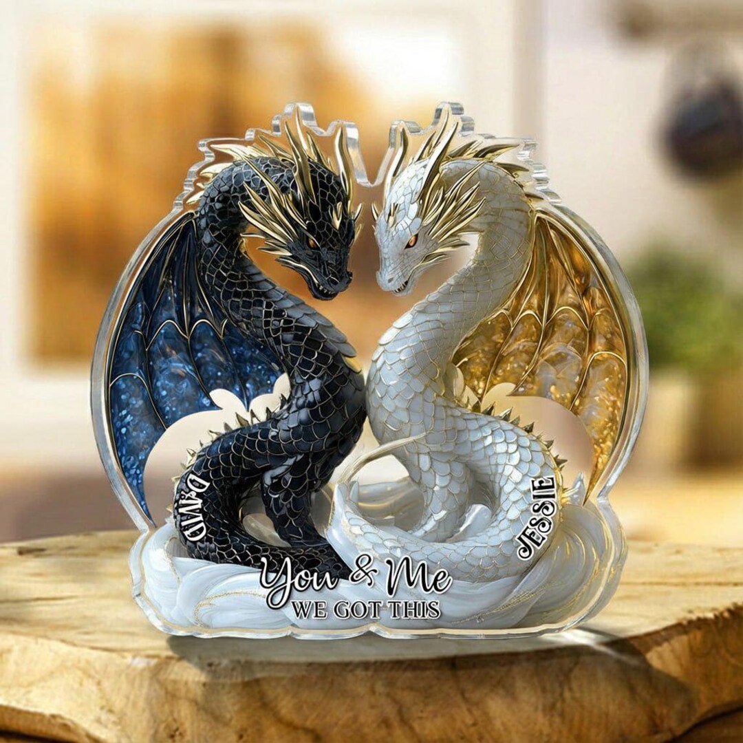 Custom Dragon Couple Acrylic Plaque | Personalized Fantasy Anniversary ...
