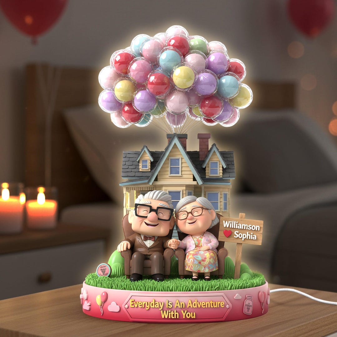 Elderly Couple Love Night Light, Personalized Name Anniversary Lamp ...