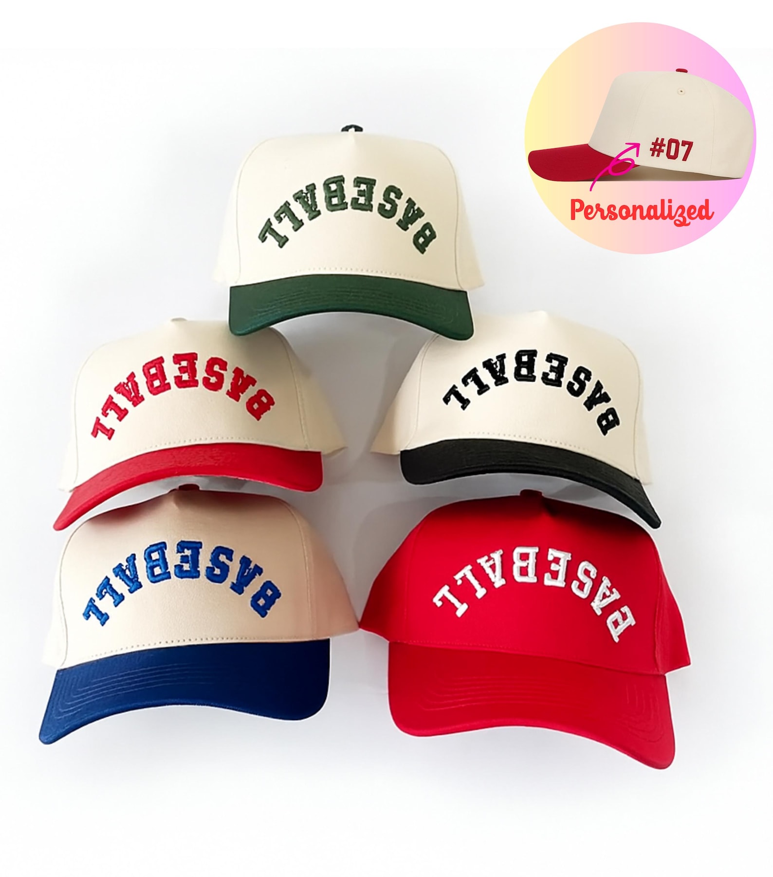 Custom Upside Down Baseball Hat, 3D Puff Embroidery, Snapback Game Day ...