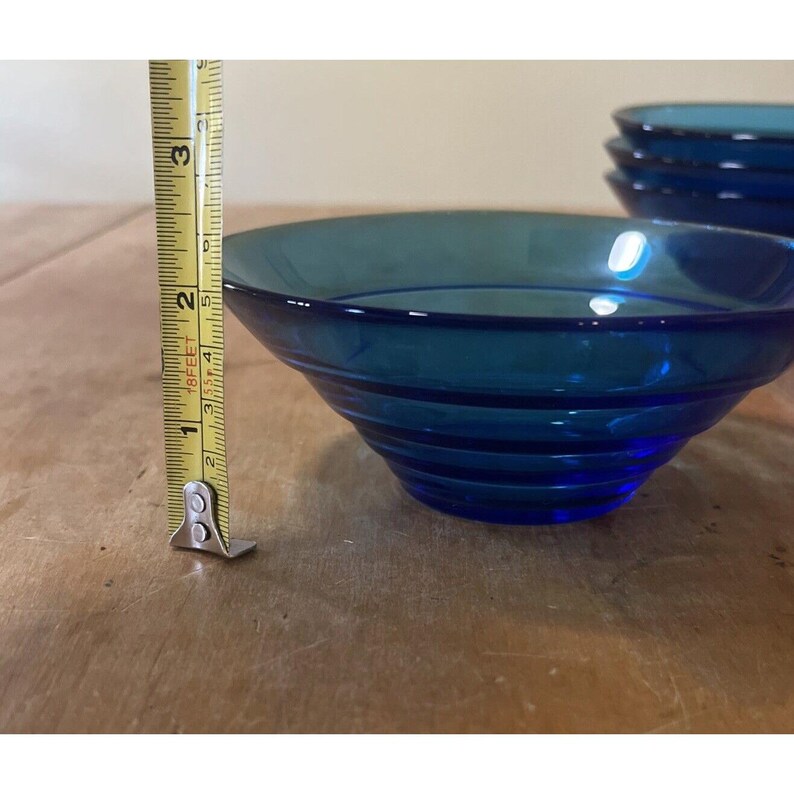 Vintage Tiered Stepped Glass Cobalt Blue Bowls Art Glass Set of 4 Blue ...