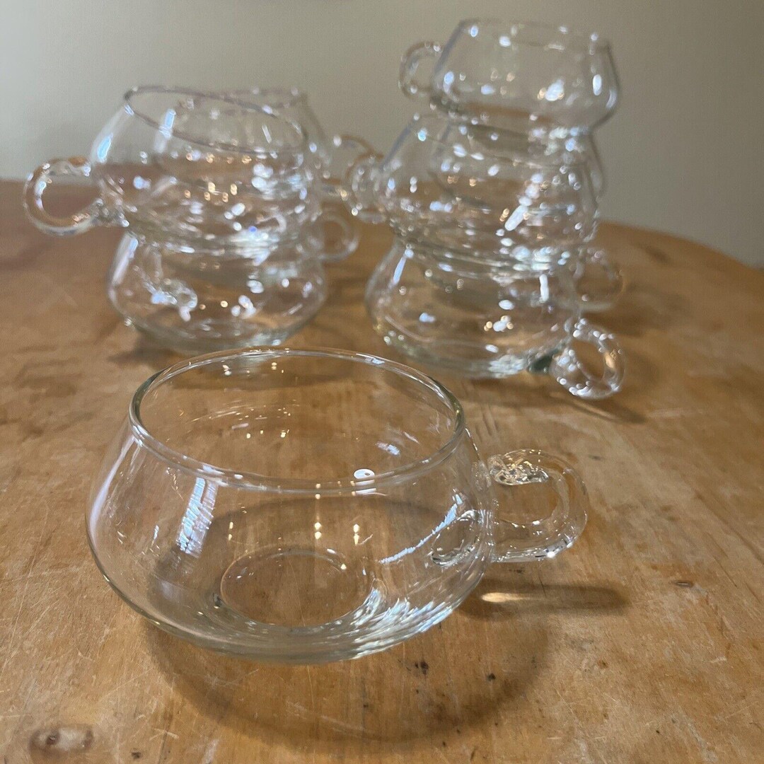 Vintage Set of 10 Riekes Crisa Moderno Hand Blown Punch Cup Glasses ...