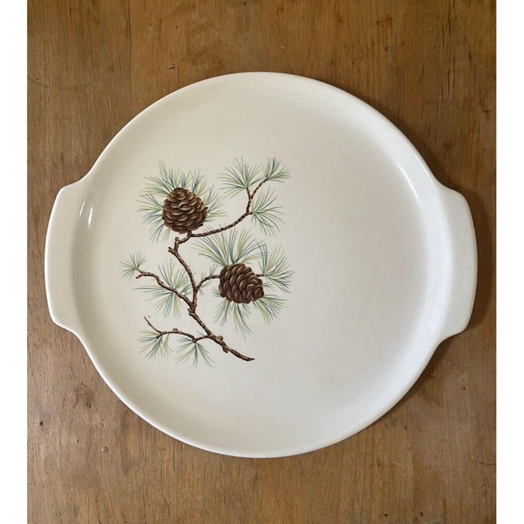 Vintage French Saxon PINE CONE Platter With Handles Made in USA 11 ...