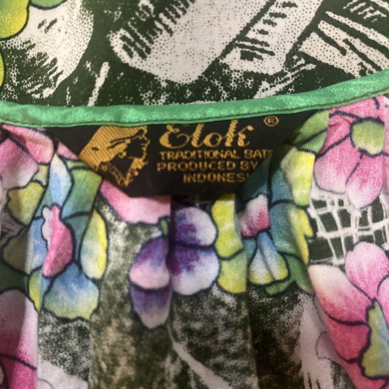 Vintage Elok Traditional Batik Sleeveless Maxi Dress Green Colorful ...