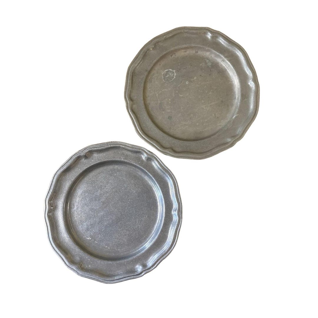 Vintage Carson Pewter Plates Set of Two FREEPORT, PA Metal Silver Color ...