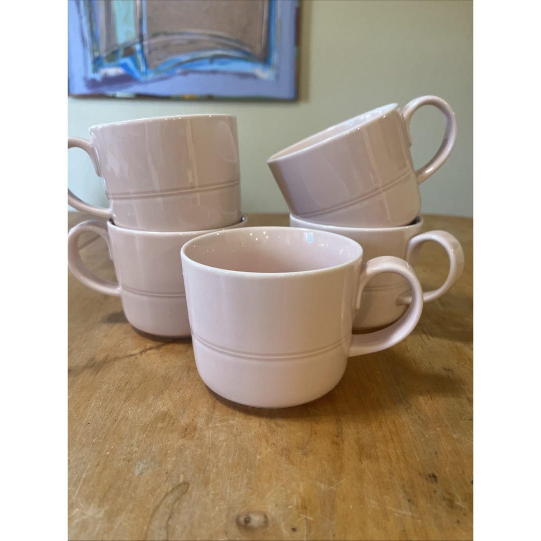 Rare Crate & Barrel Hue Blush Pink Mug Aaron Probyn Set of 5 Mint ...