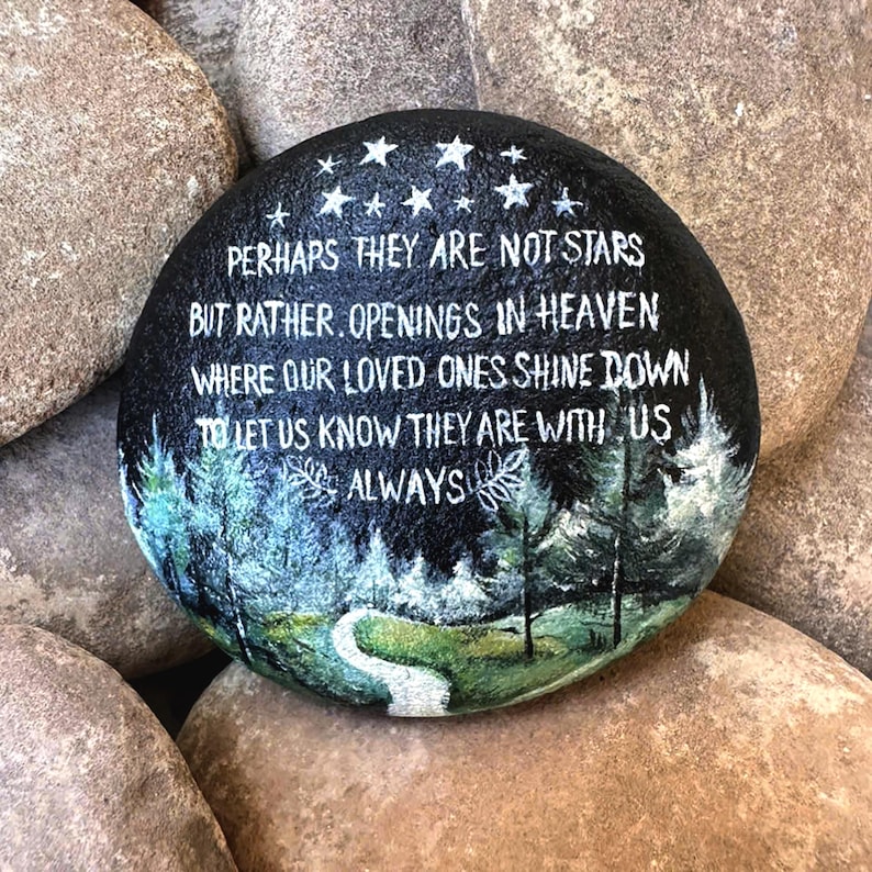 Hand-painted Memorial River Stone: Remembrance Garden Decor - Etsy