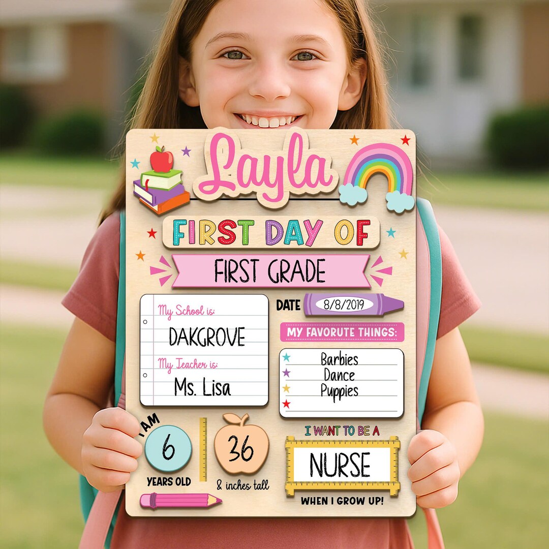 First and Last Day of School Name Sign, Personalized Kindergarten ...