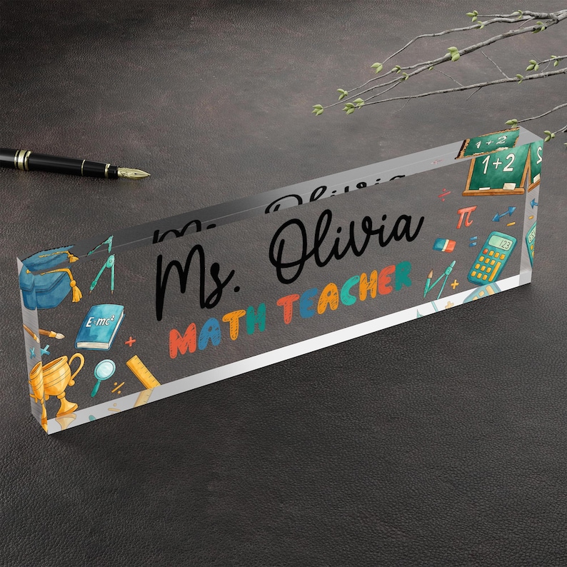 Math Teacher Desk Name Plate, Custom Math Teacher Name Plaque, Back to ...