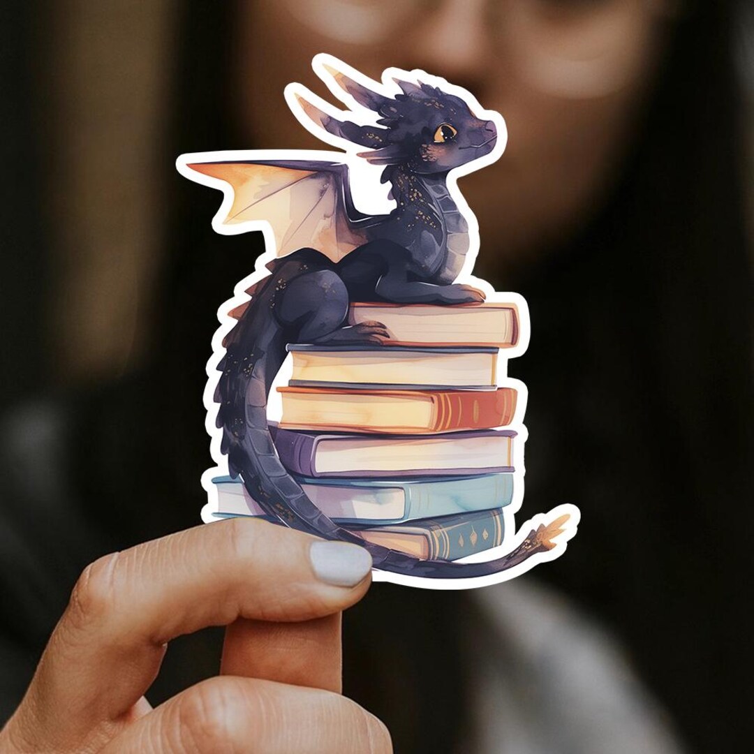 Book Dragon Sticker, Cute Book Sticker, Fantasy Book Lover Gift, Kindle ...