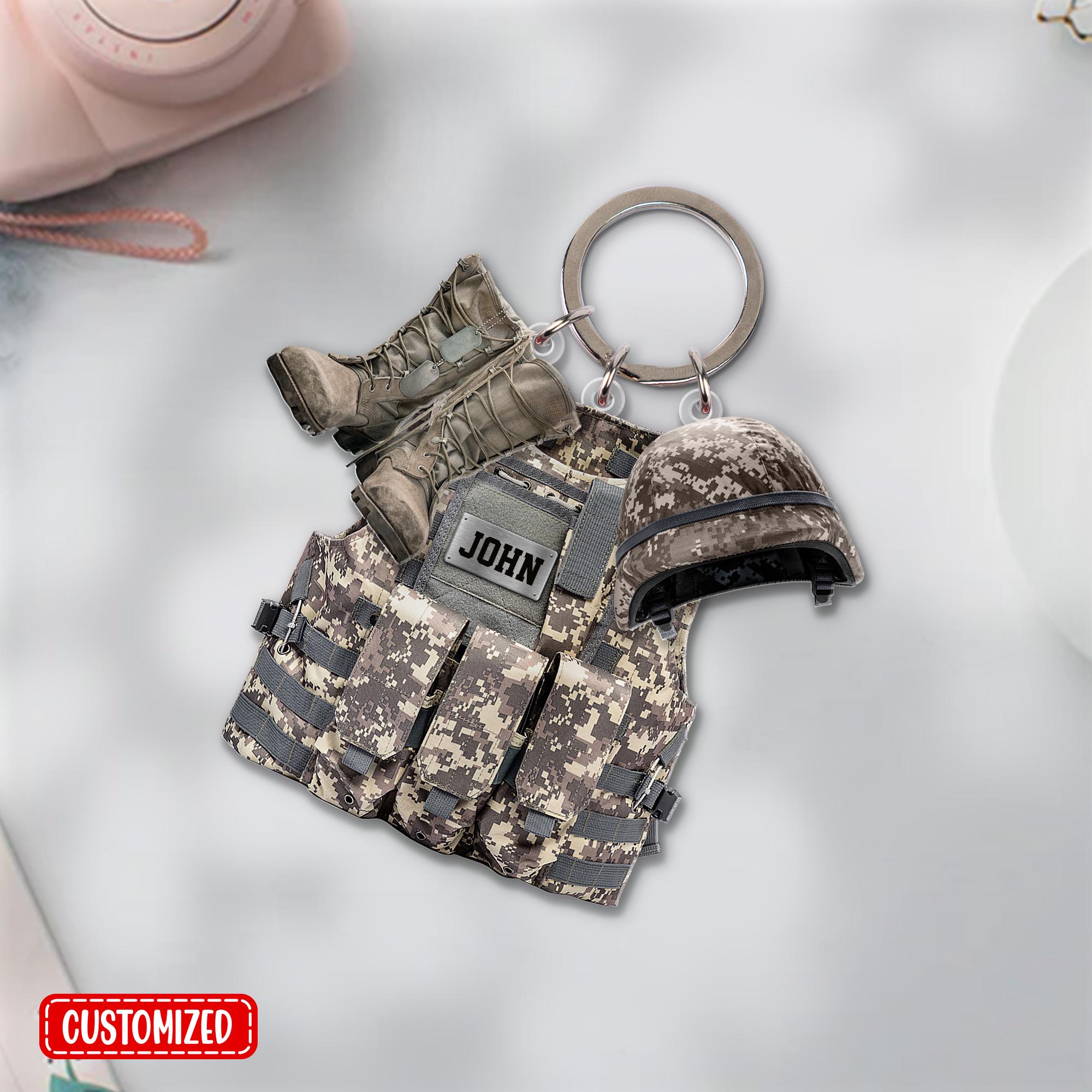 Soldier Multi-charm Keychain, Personalized Military Soldier Keychain ...