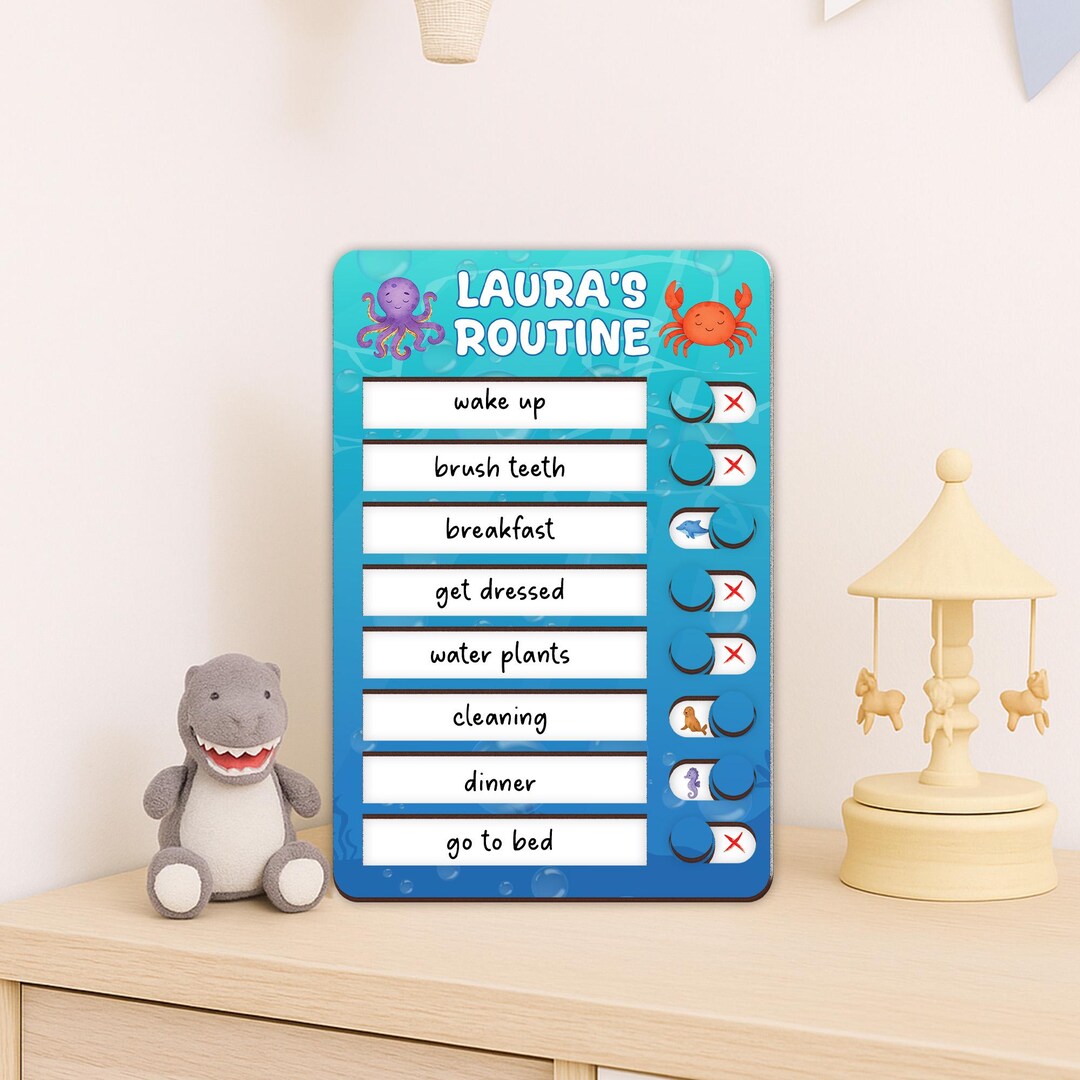 Under the Sea Daily Routine Chart, Schedule Wooden Chart, Personalized ...