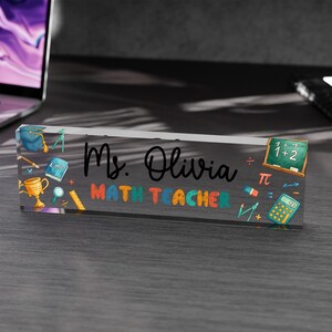 Math Teacher Desk Name Plate, Custom Math Teacher Name Plaque, Back to ...