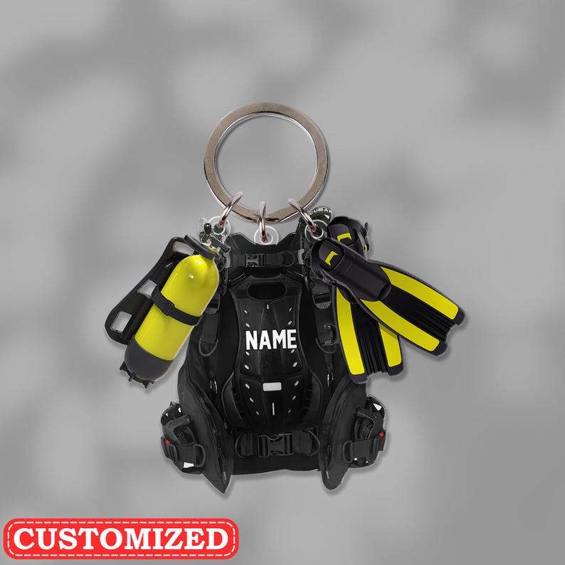 Scuba Diving Multi-charm Keychain, Personalized Scuba Diver Keychain ...