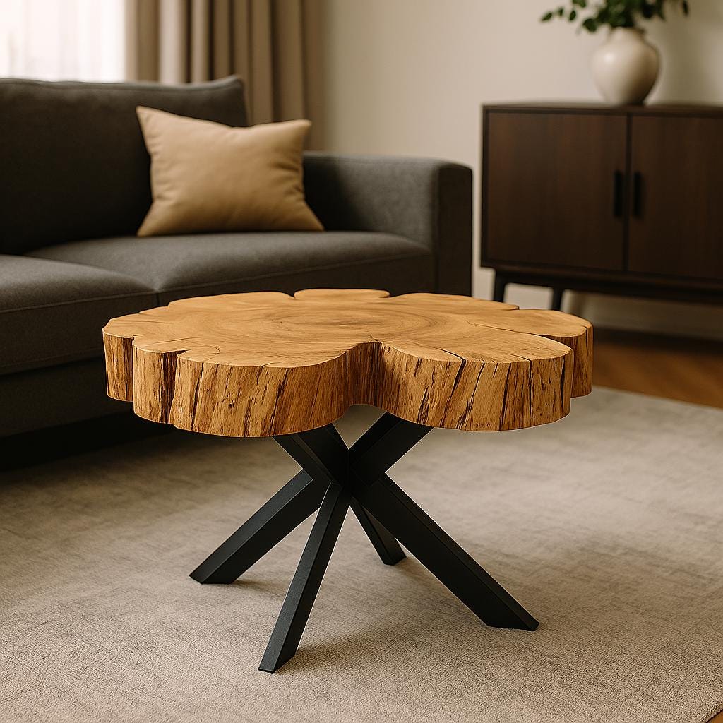 Live Edge Coffee Table From Solid Wood Slab | Rustic, Boho, Handmade ...