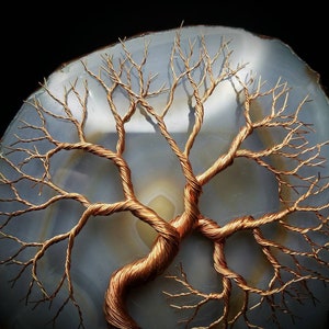 Gray Tree of Life Agate Display Art Sculpture With Gemstones - Etsy
