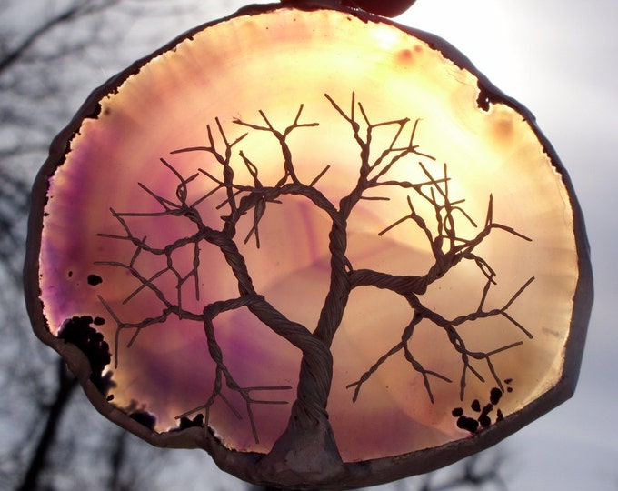 White Wire Tree of Life Metal Art Sculpture on A Purple and - Etsy