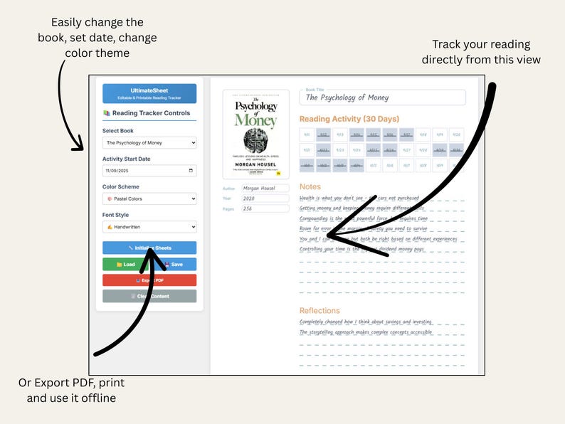 Reading Tracker Editable, Printable Google Sheets Digital Book Journal ...