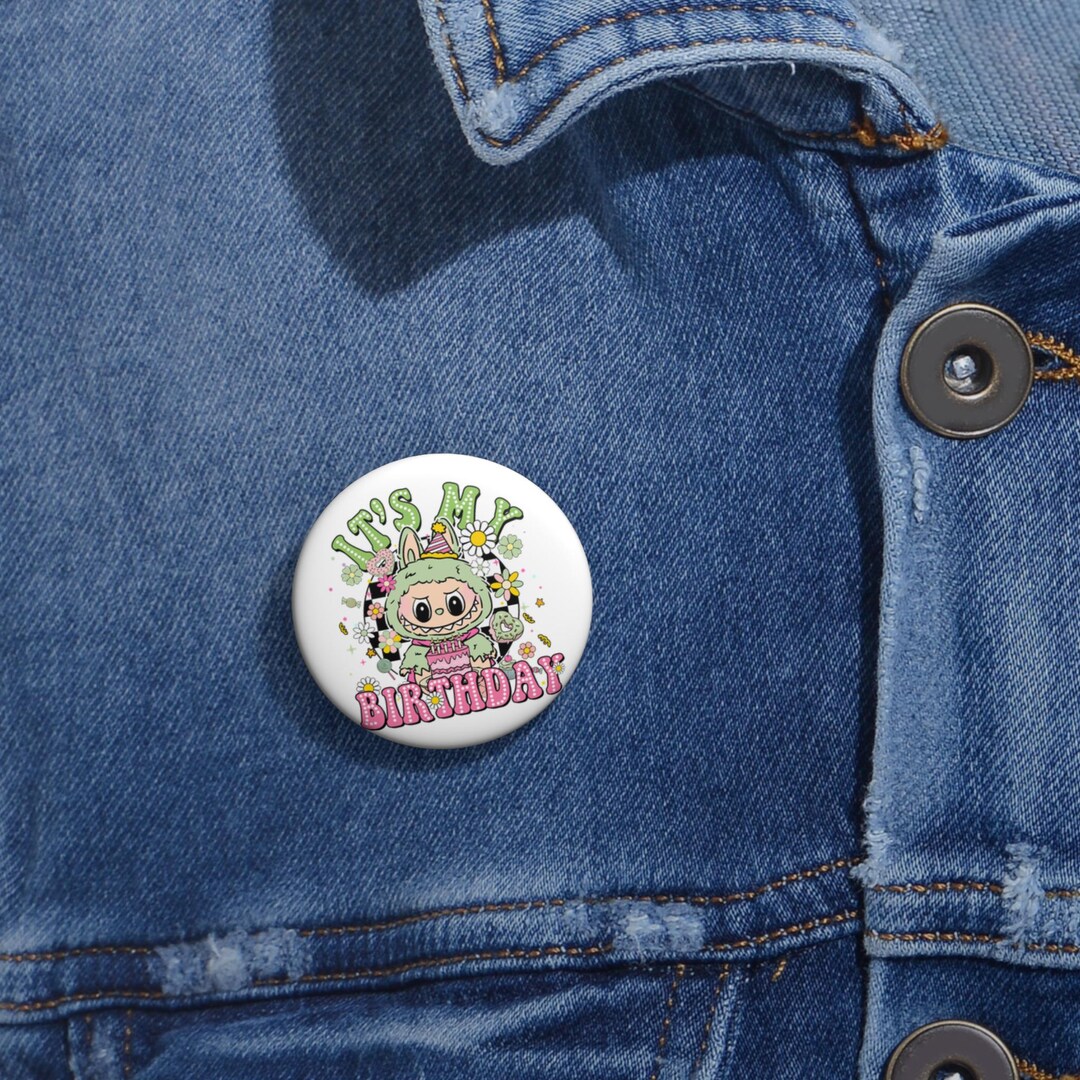 Custom Pin Buttons - Labubu Birthday Pin, Cute Cartoon Character Badge ...