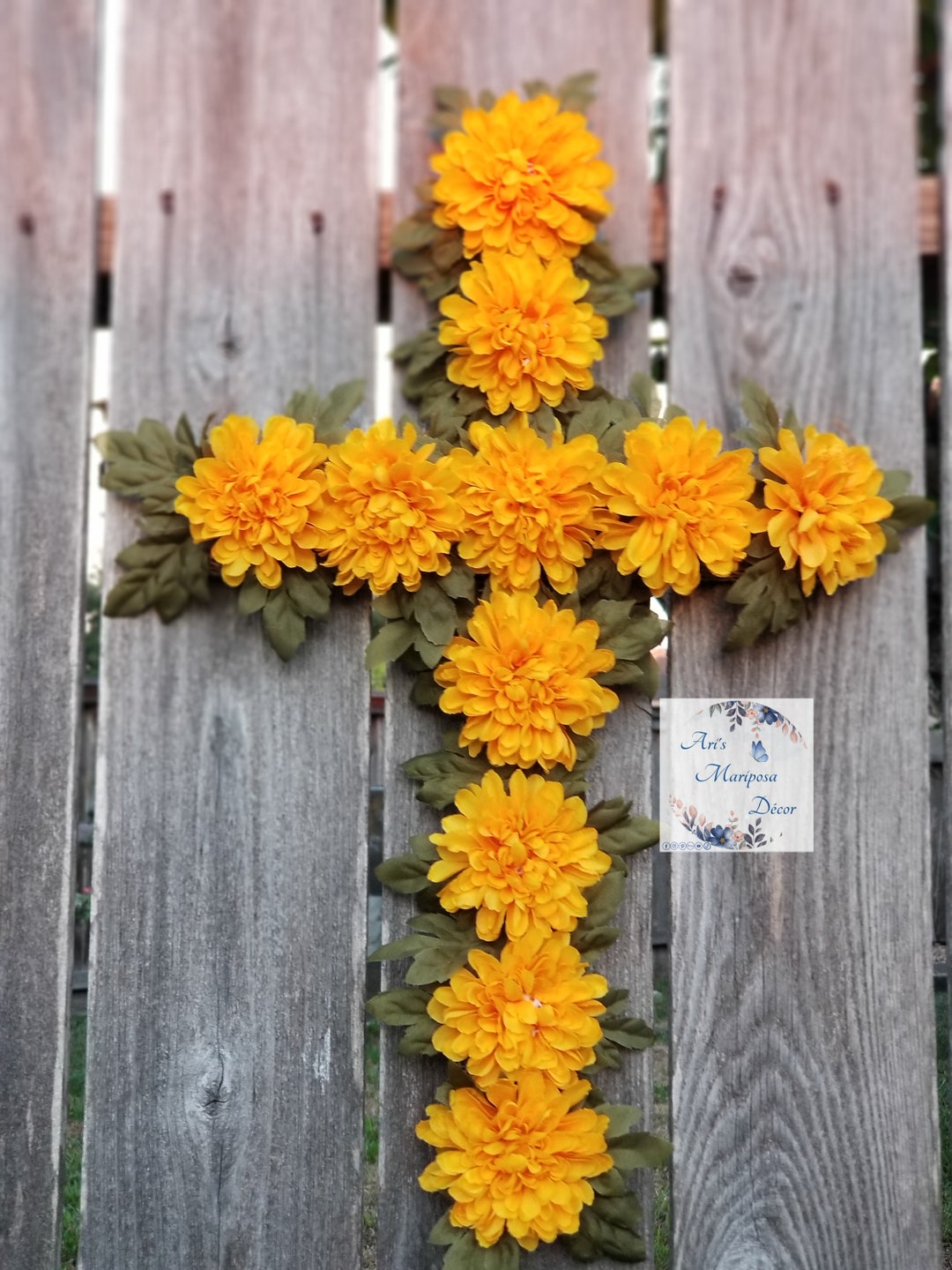 Day of the Dead Yellow Marigold Cross Altar Offering, Dia De Los ...