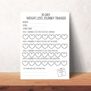 Printable 30 Day Weight Loss Progress Tracking Worksheet (digital ...