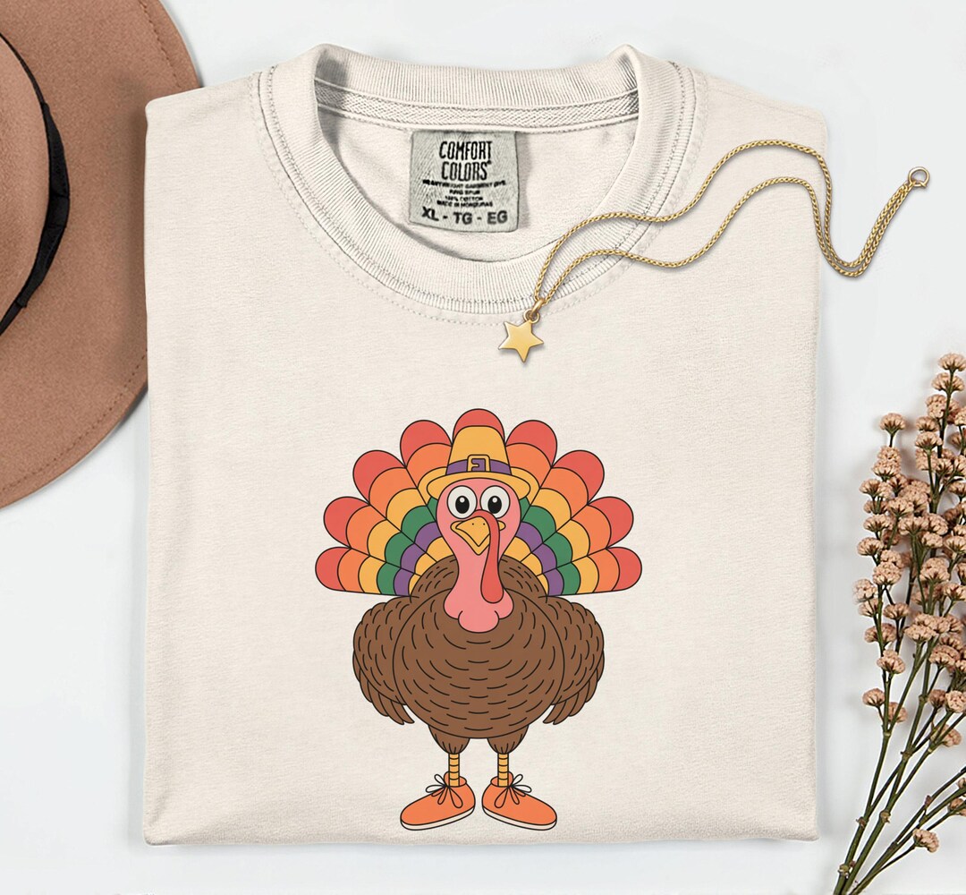 Retro Turkey PNG, Thanksgiving Clipart, Disco Rainbow Turkey (digital ...