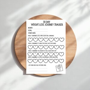 Printable 30 Day Weight Loss Progress Tracking Worksheet (digital ...