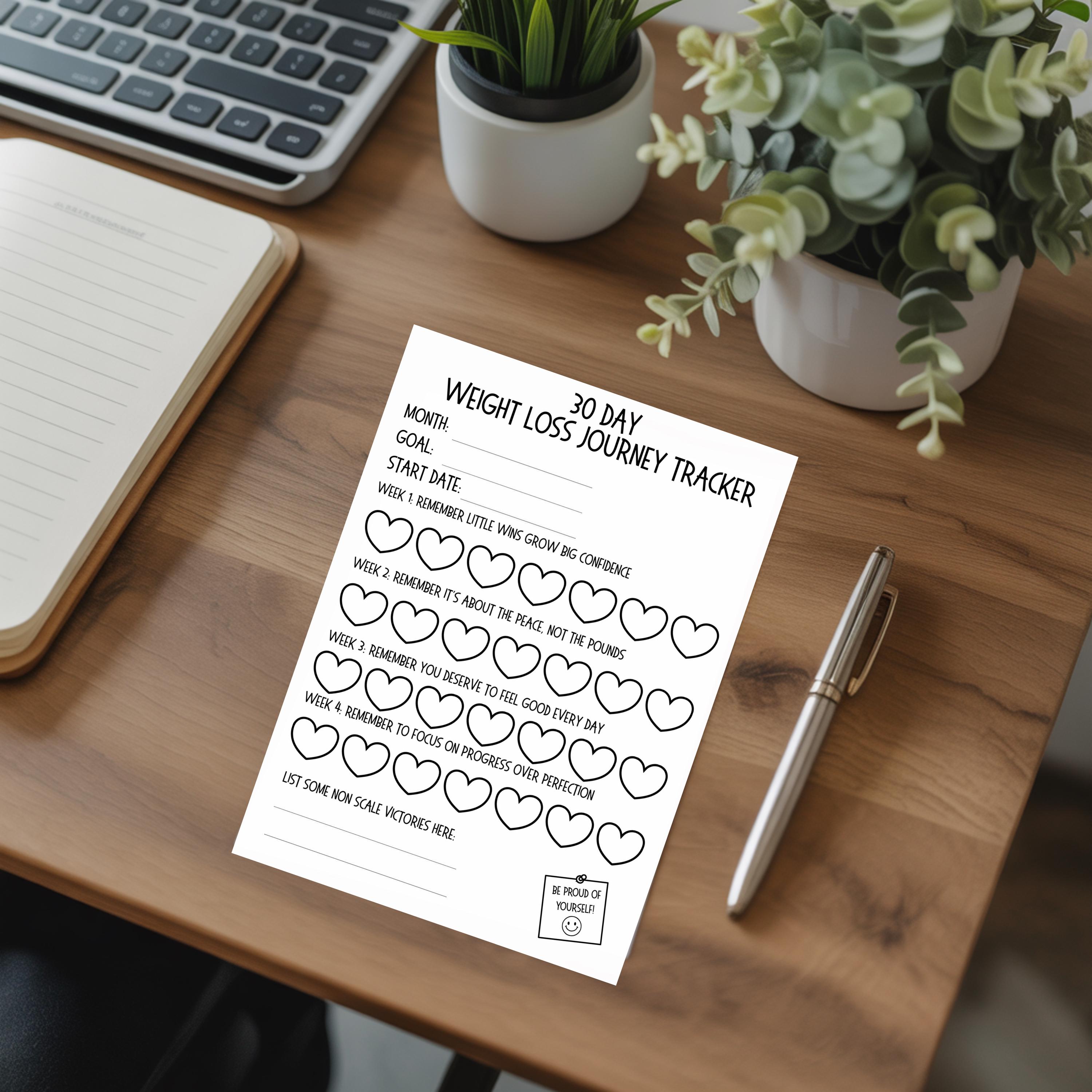 Printable 30 Day Weight Loss Progress Tracking Worksheet (digital ...