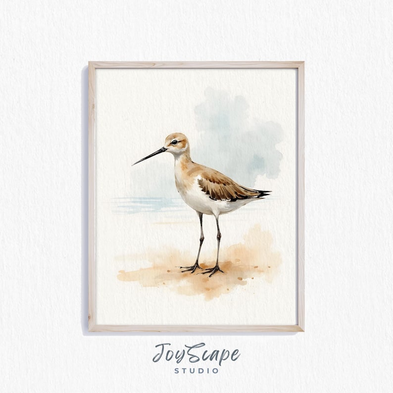 Sandpiper Watercolor Printable Art - Coastal Bird Painting, Rustic ...