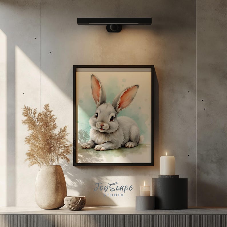 Gray Flemish Giant Bunny Printable Wall Art - Adorable Rabbit, Rustic ...
