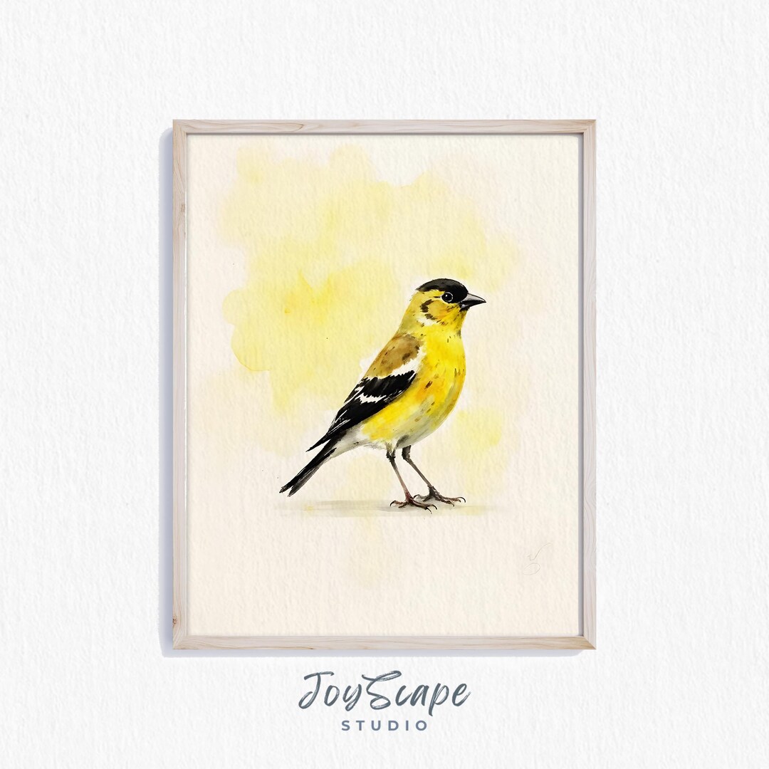Goldfinch Watercolor Printable - Vibrant Bird Wall Art, Rustic Cottage ...