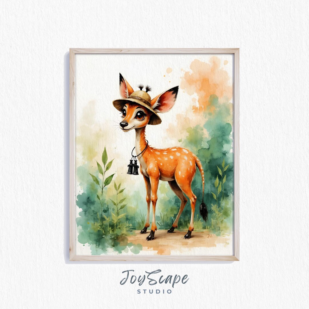 Funny Okapi Watercolor Print - Quirky Animal Wall Art, Printable ...