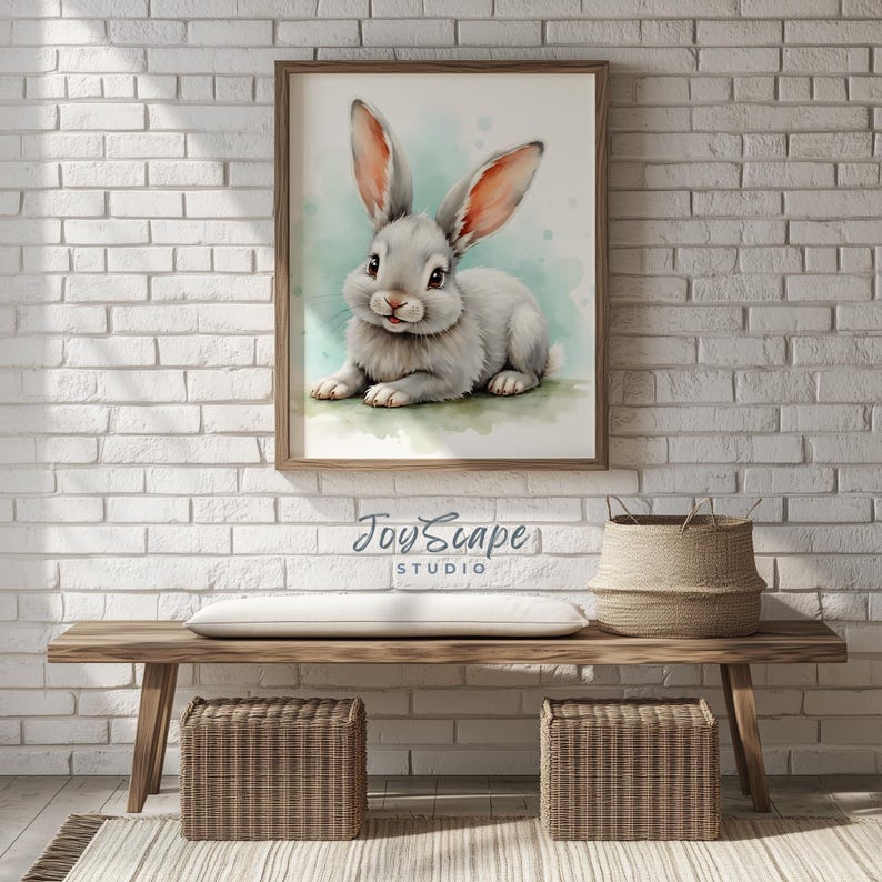 Gray Flemish Giant Bunny Printable Wall Art - Adorable Rabbit, Rustic ...