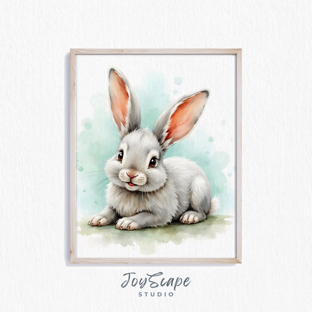 Gray Flemish Giant Bunny Printable Wall Art - Adorable Rabbit, Rustic ...