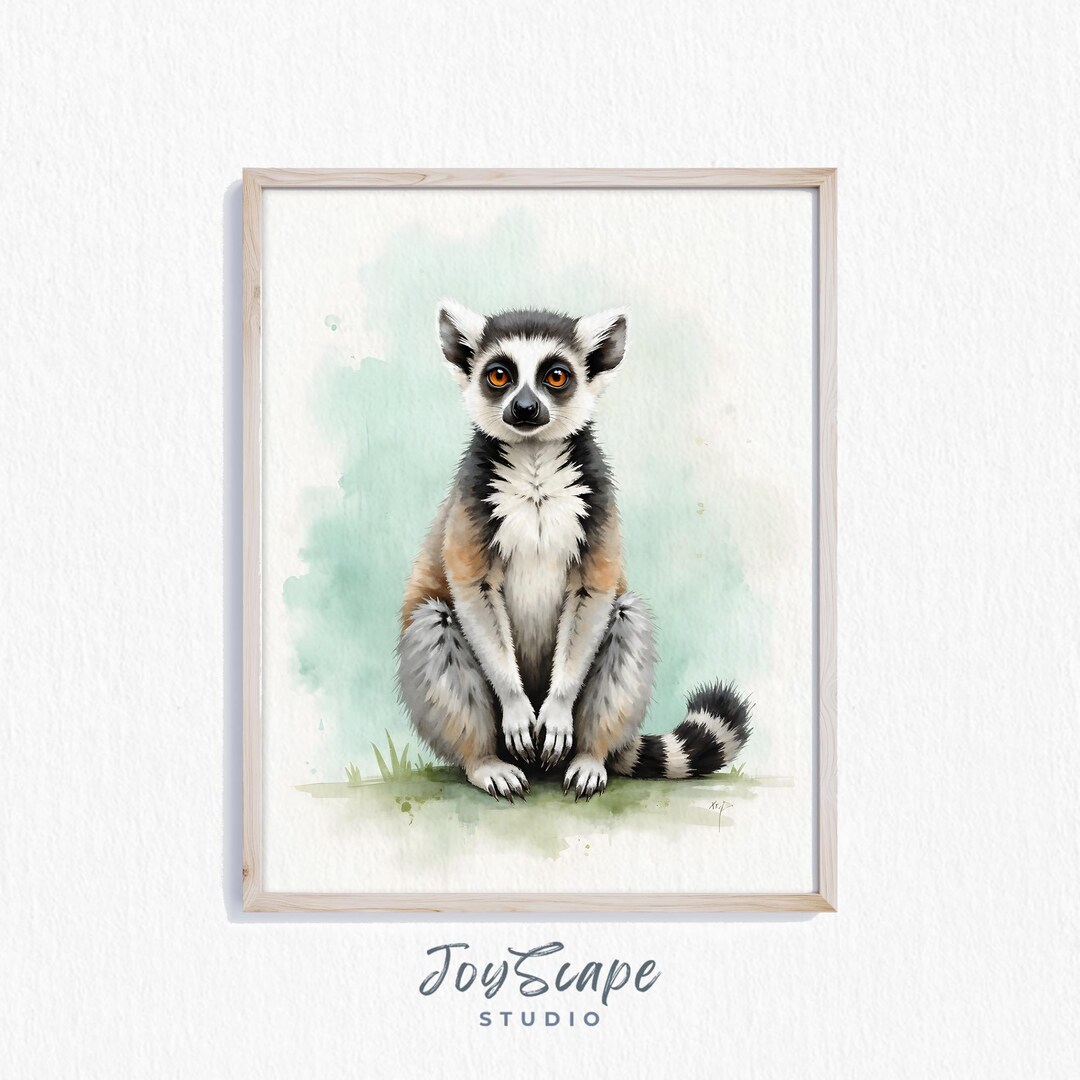 Lemur Printable Wall Art - Cute Animal Illustration, Nursery Decor ...