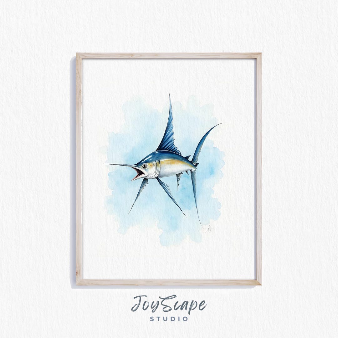Sailfish Printable Wall Art - Elegant Marine Life Painting, Ocean Decor ...
