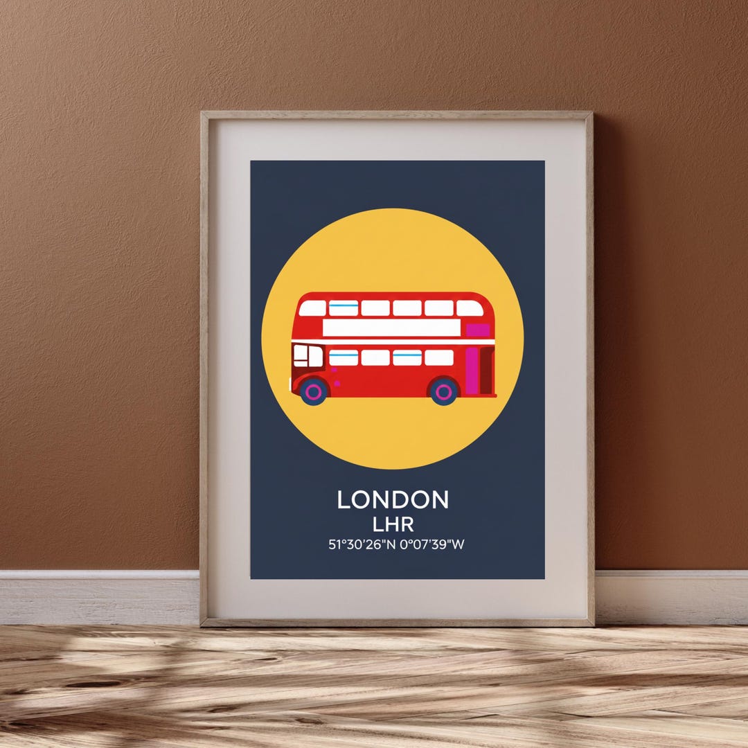 London Red Bus Print, Double Decker Bus Wall Art, Minimalist England ...
