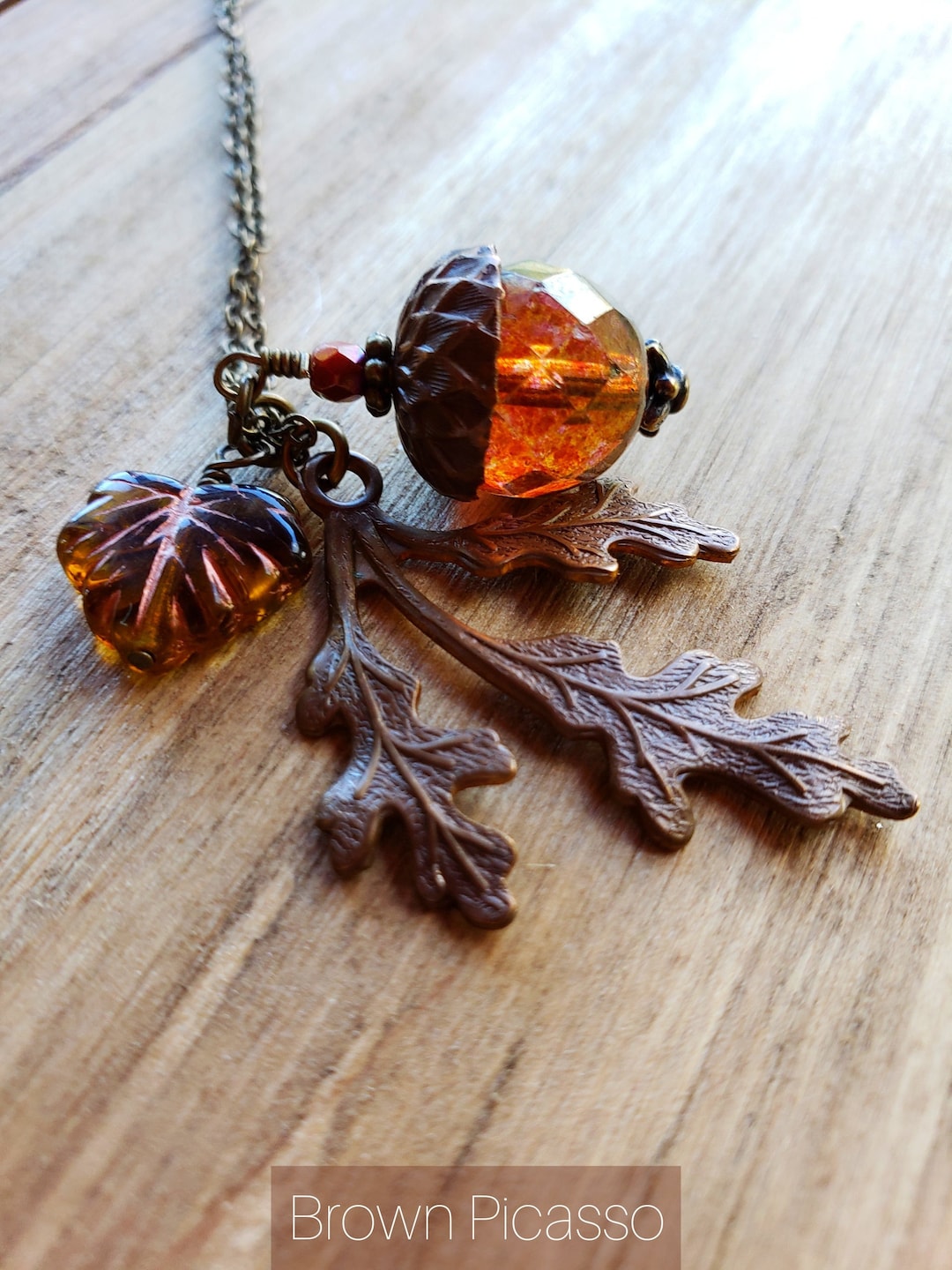 Acorn Necklace, Woodland Necklace Jewelry, Forest Necklace, Acorn ...