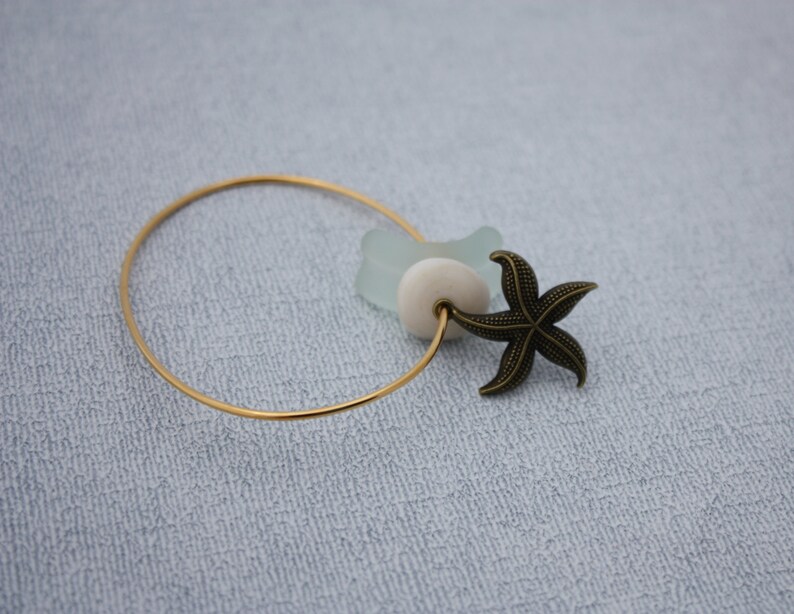Shell Bangle Sea Glass Bangle Puka Shell Bangle Beach Bangle Etsy