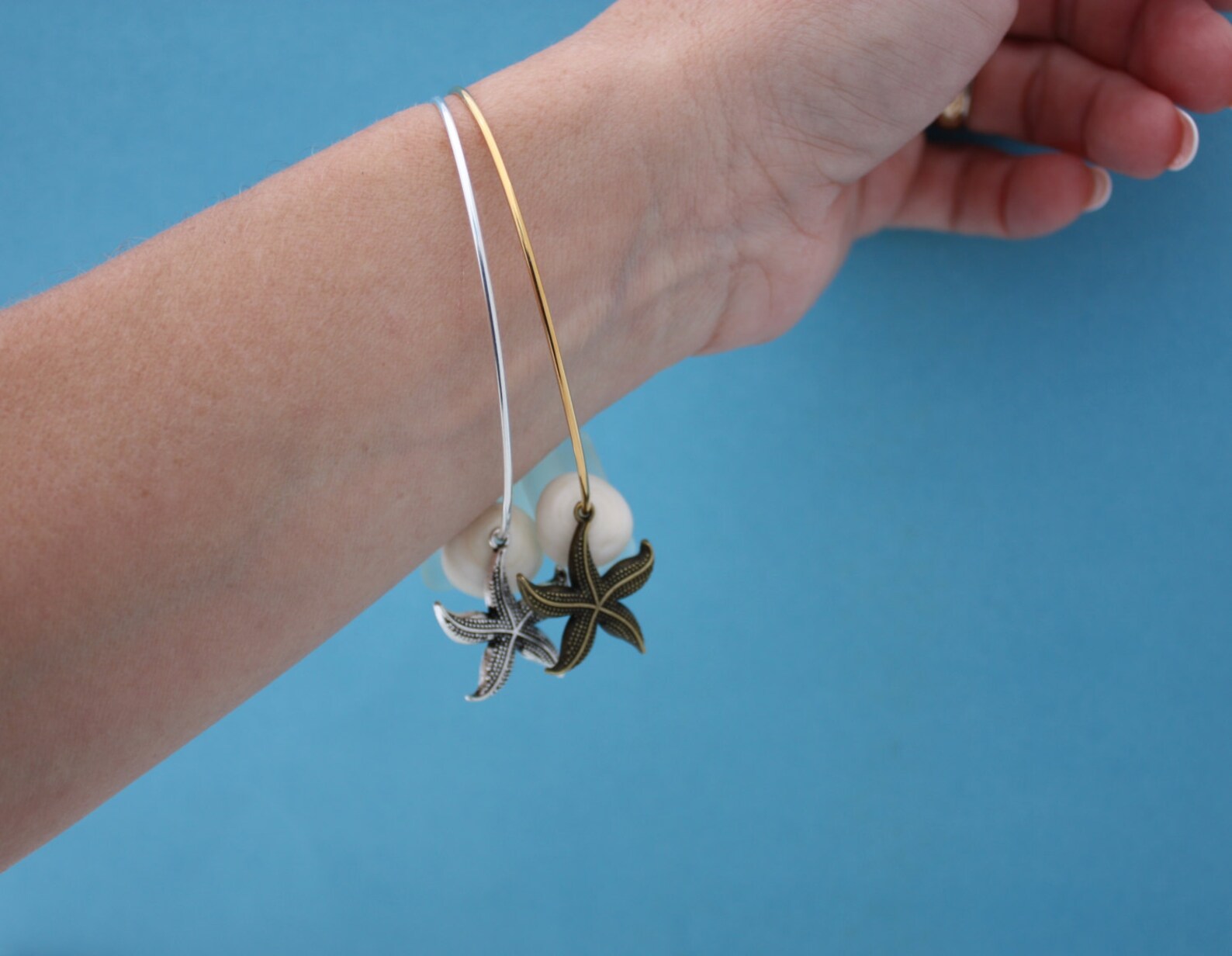 Shell Bangle Sea Glass Bangle Puka Shell Bangle Beach Bangle - Etsy
