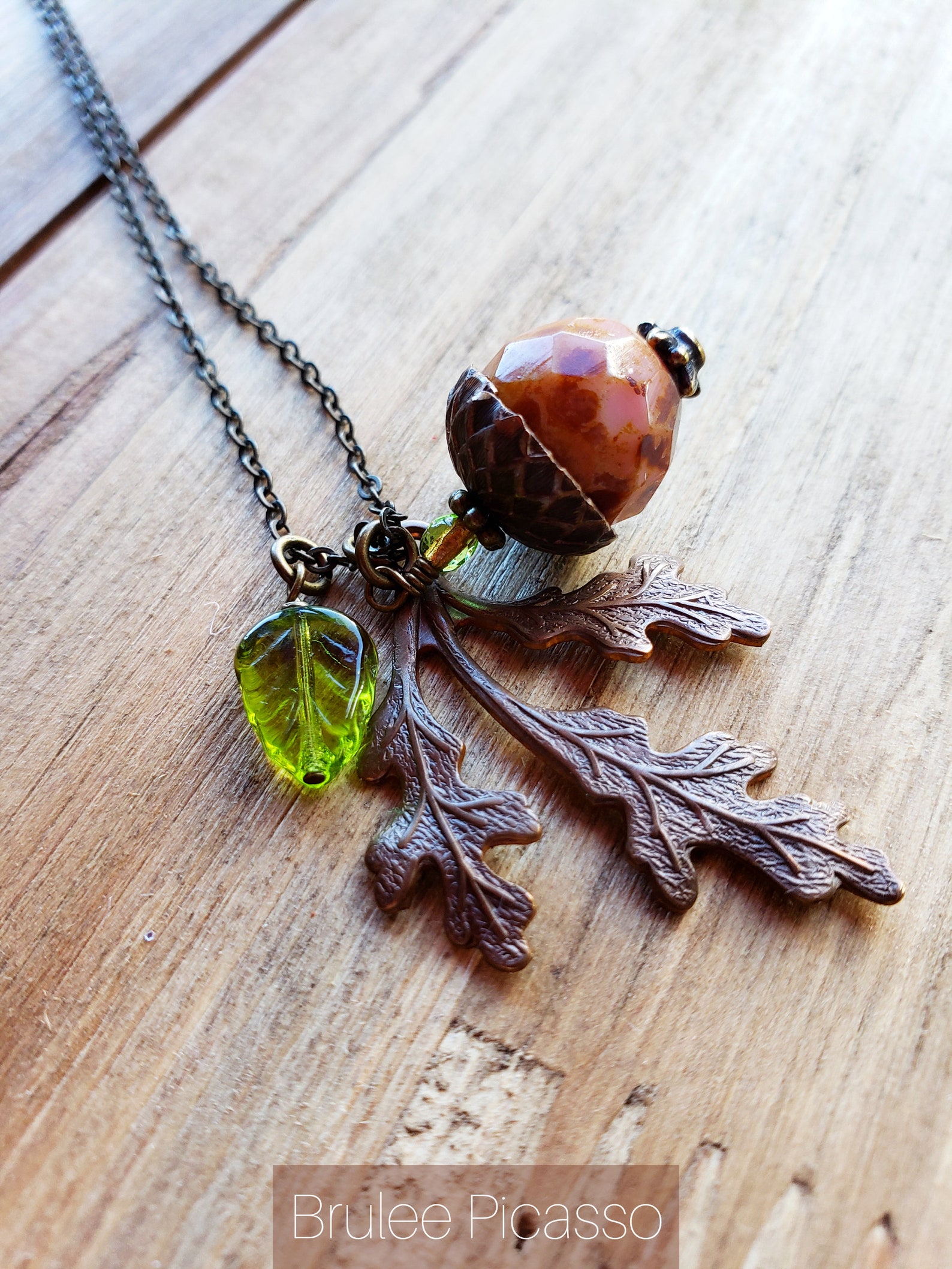 Acorn Necklace, Woodland Necklace Jewelry, Forest Necklace, Acorn ...