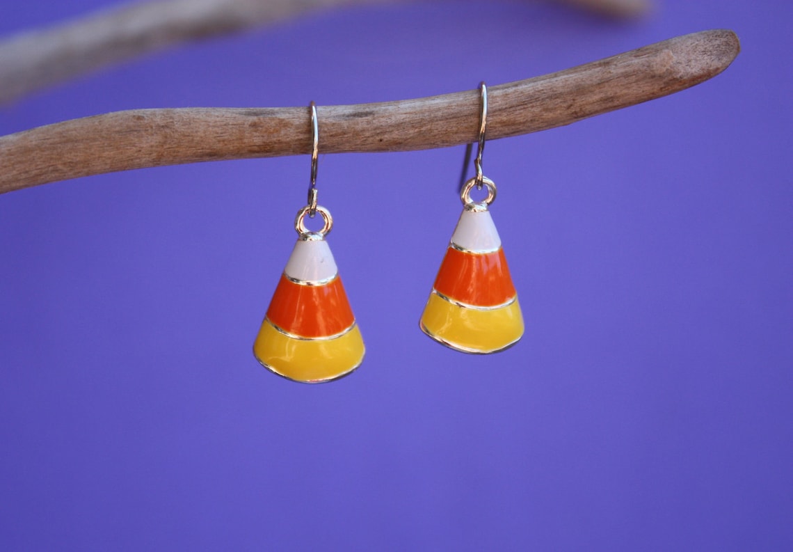 Halloween Earrings Candy Corn Earrings Holiday Earrings - Etsy