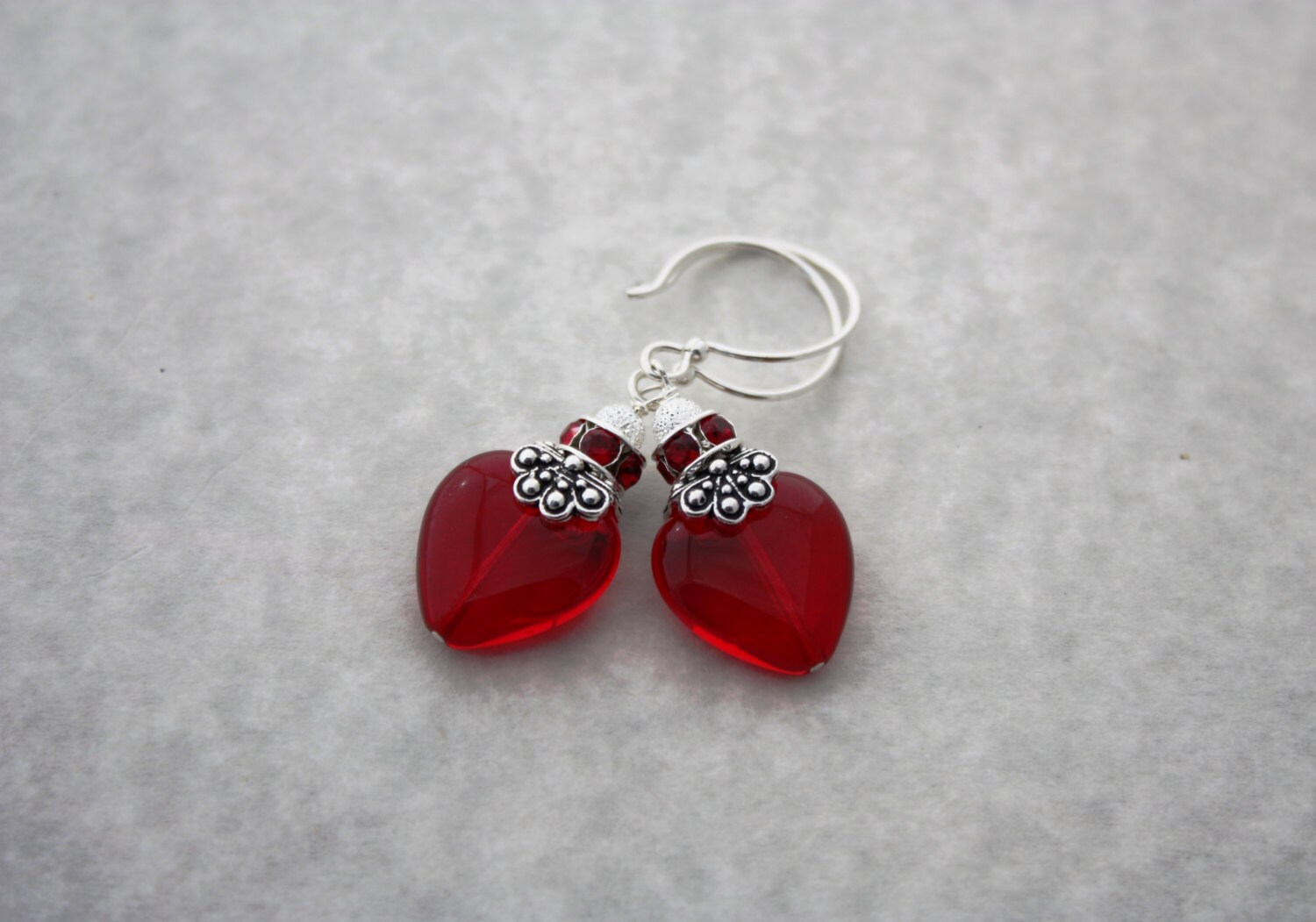 Red Heart Earrings Heart Earrings Love Earrings Red | Etsy