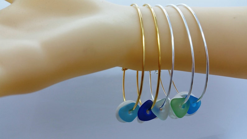Shell Bangle Sea Glass Bangle Puka Shell Bangle Hawaiian Etsy
