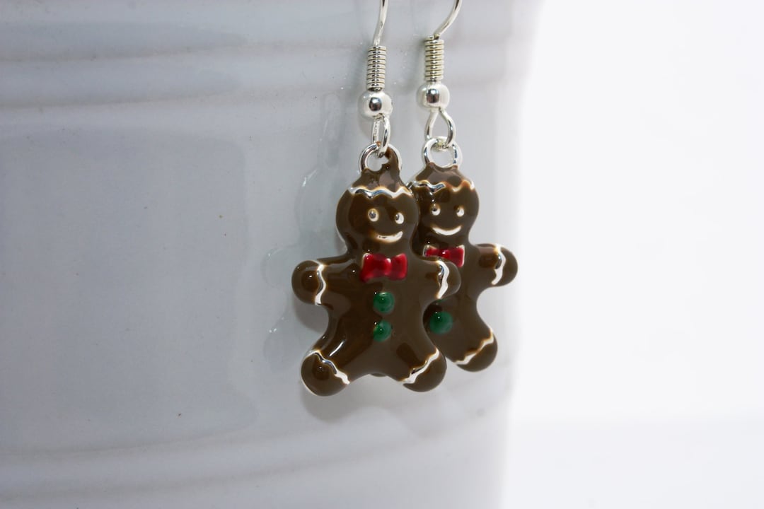 Gingerbread Man Earrings • Christmas Earrings • Christmas Jewelry ...