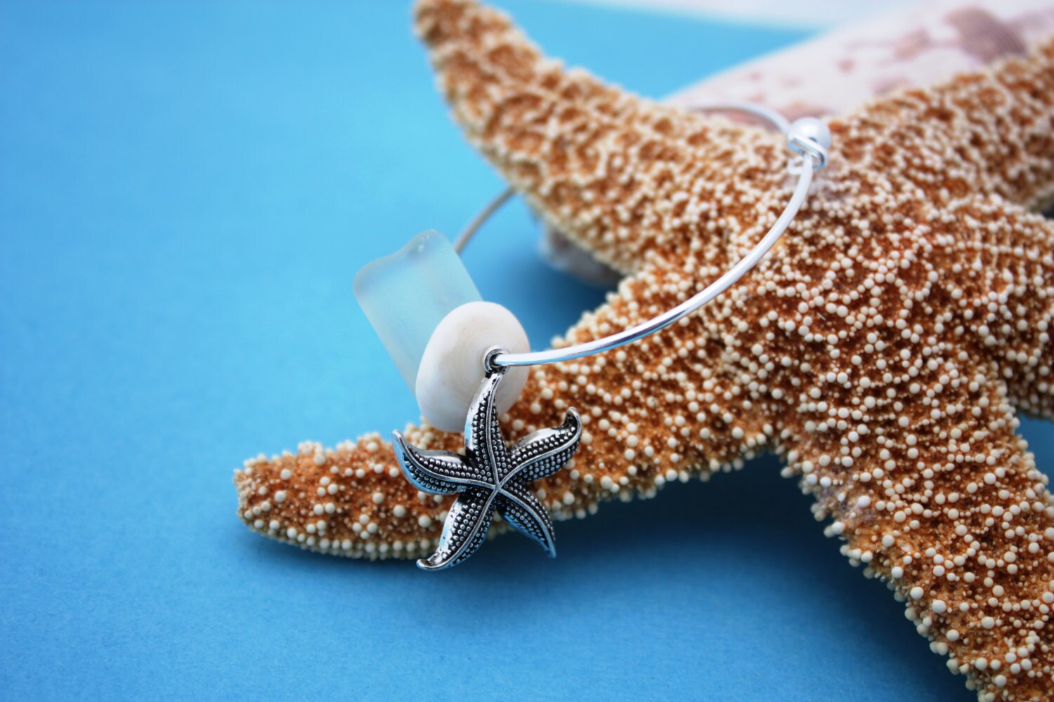 Shell Bangle Sea Glass Bangle Puka Shell Bangle Beach Bangle - Etsy