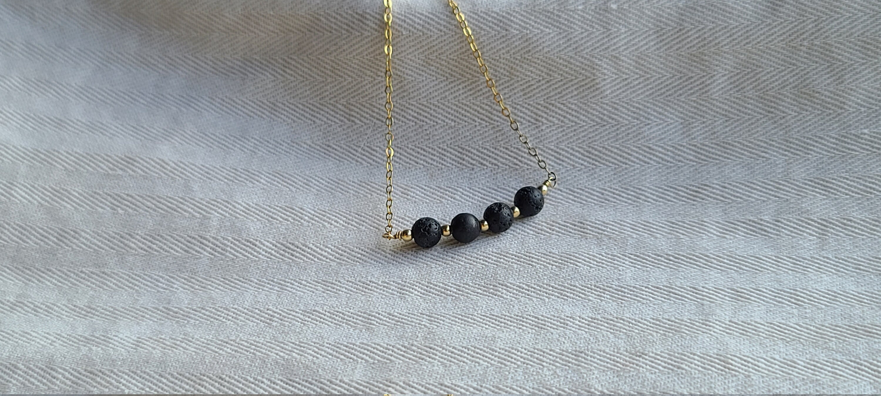 Black Lava Necklace Lava Bead Necklace Essential Oil | Etsy