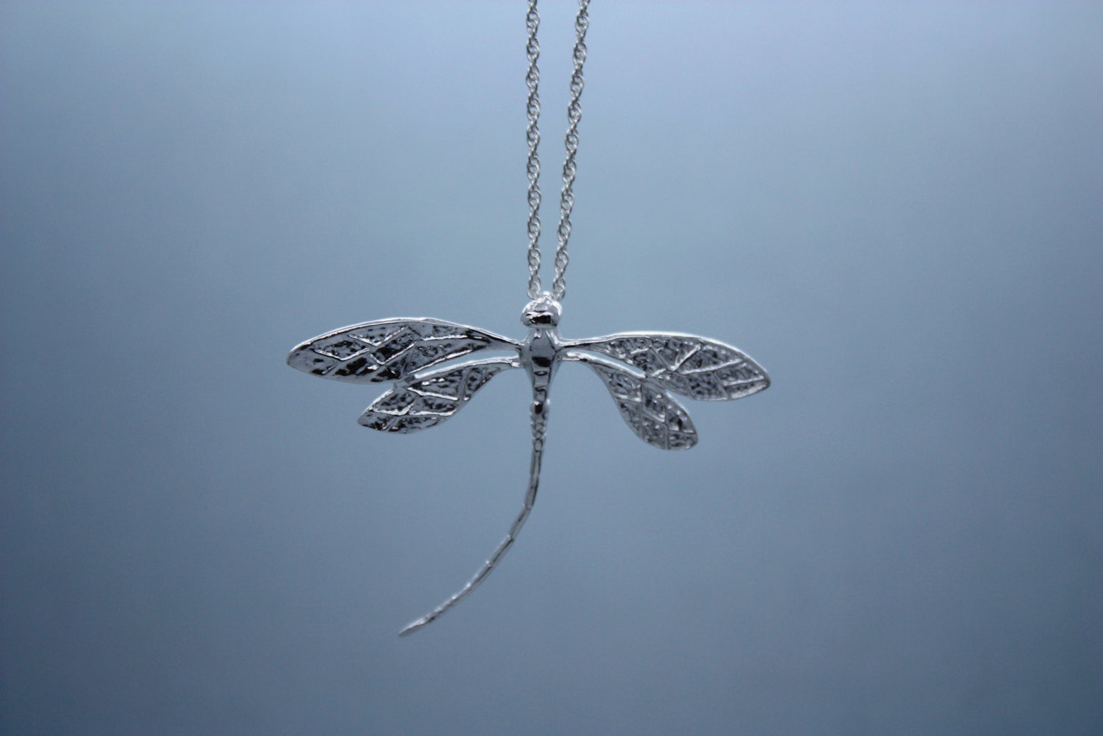 Dragonfly Necklace, Sterling Silver Plated Dragonfly Jewelry, Dragonfly ...