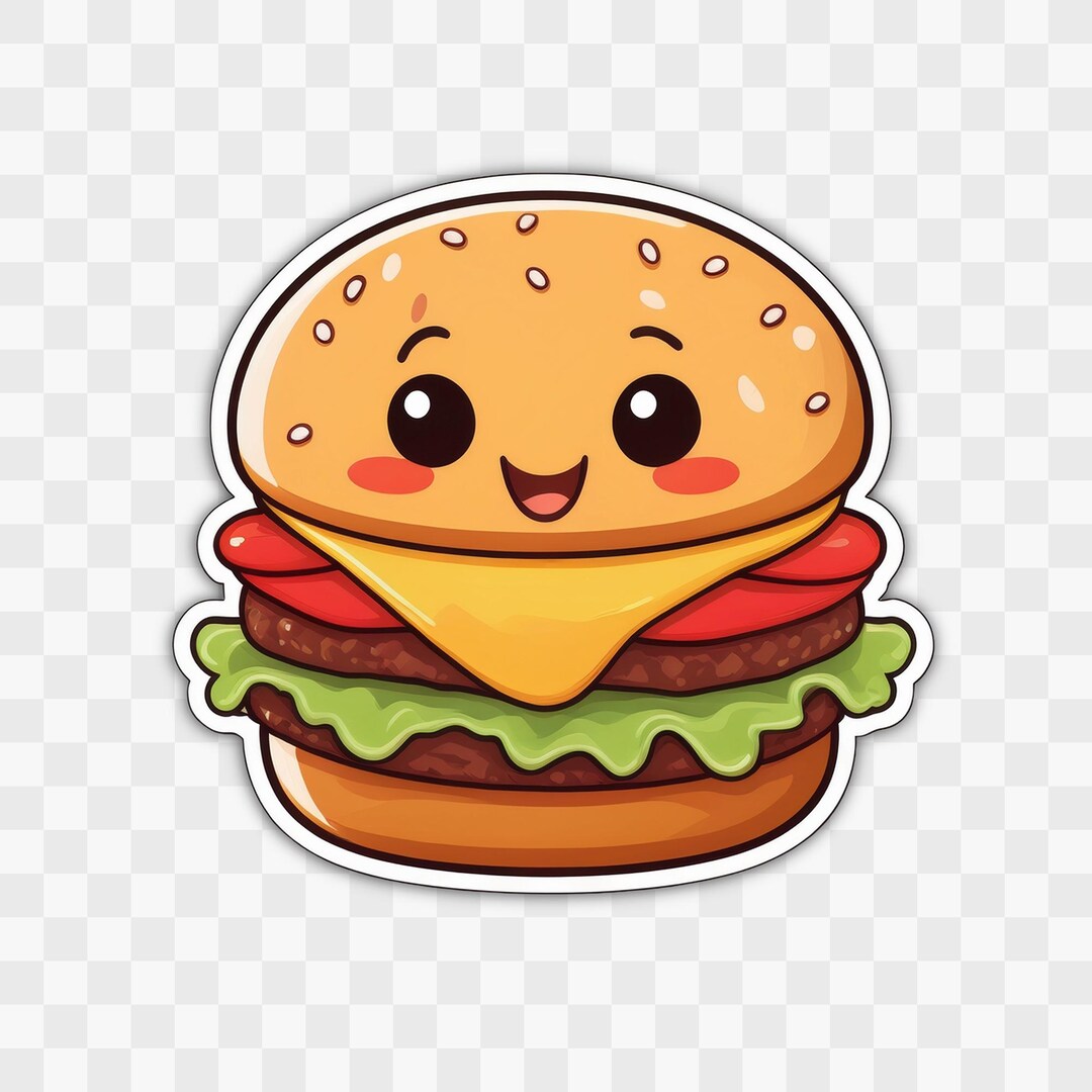 Burger With Face in 3D Sticker Look | Digital Download | PNG and PDF ...