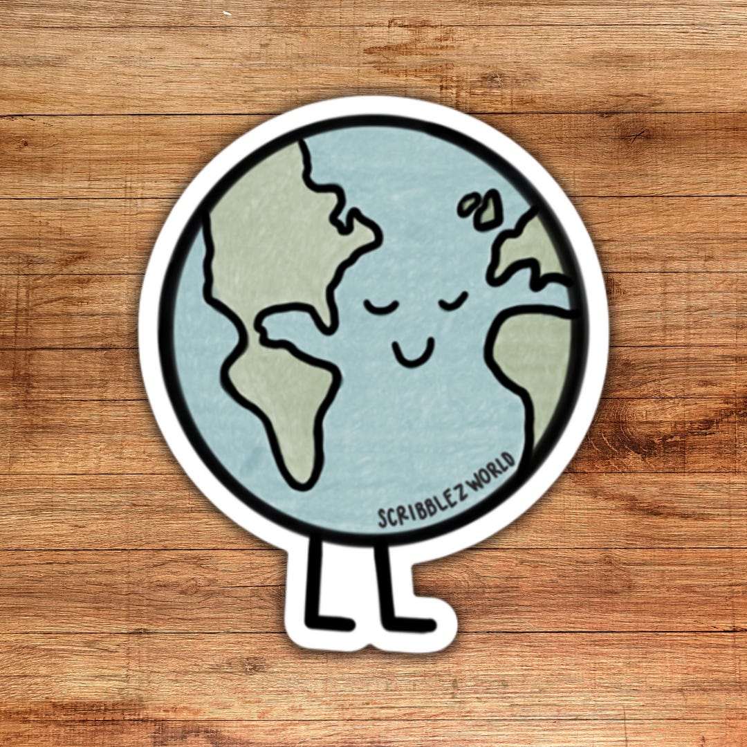 Cute Earth Sticker | Eco Friendly Planet Vinyl Decal | Environmental ...